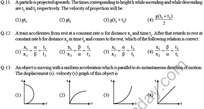 NEET Physics Kinematics MCQs Set B with Answers NEET Physics Kinematics MCQs Set B with Answers